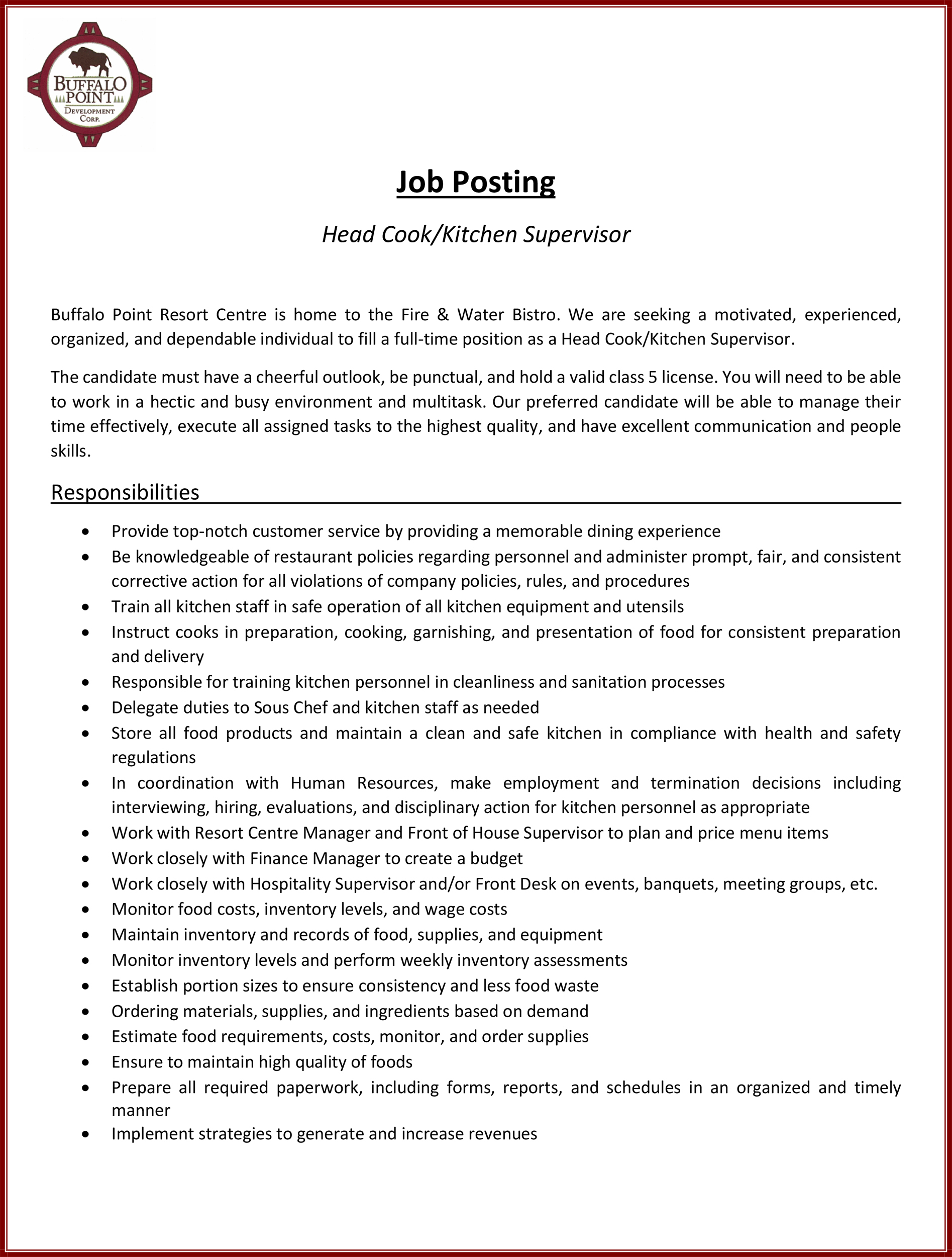 Careers | Our Current Openings - Buffalo Point Resort